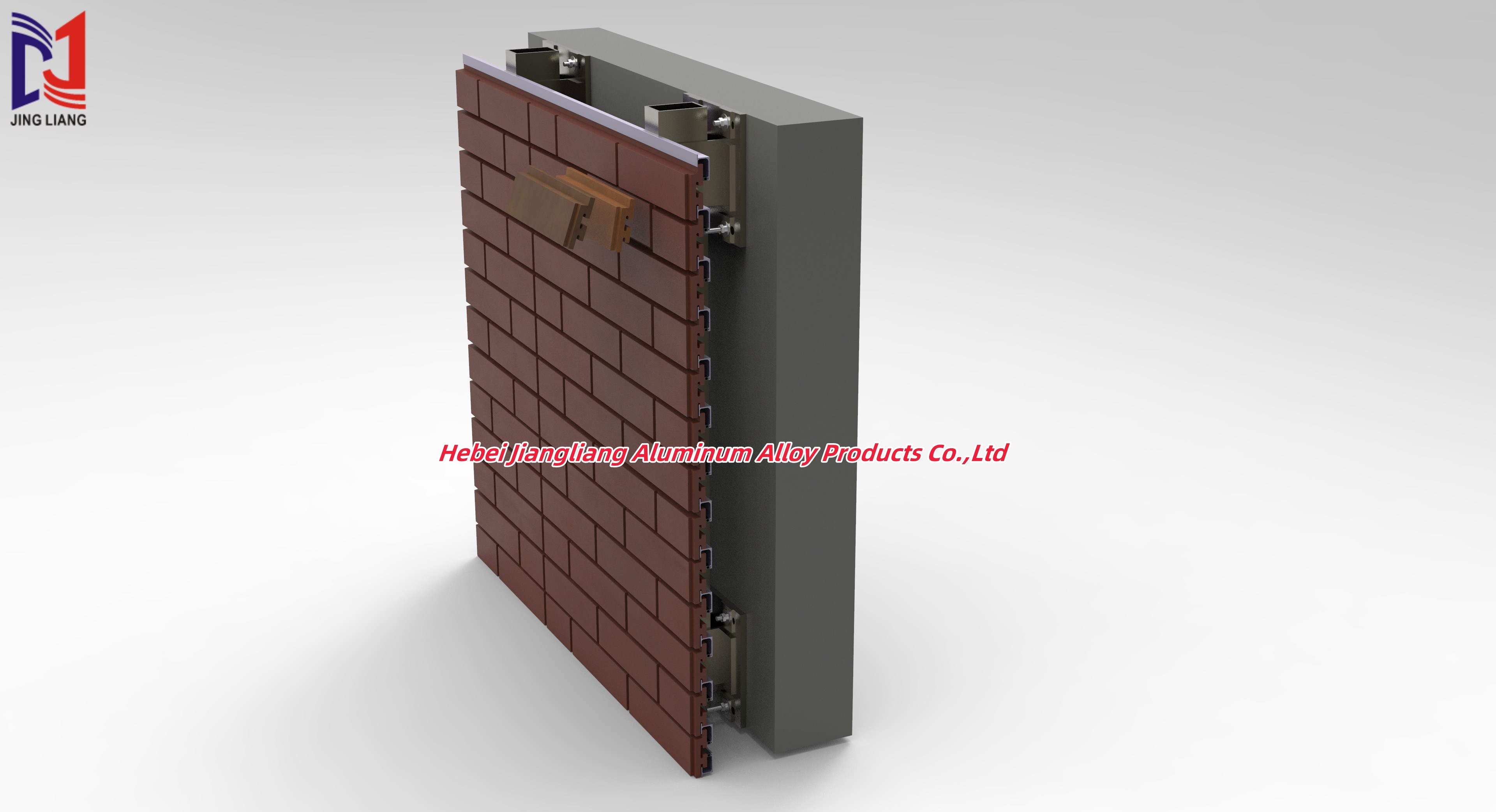Silver / Black Terracotta Brick Wall Support System Aluminum Construction